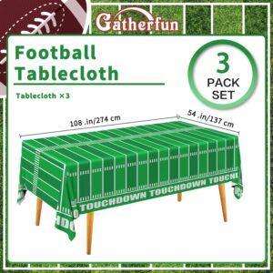 Gatherfun Football Theme Party Disposable Tablecloth Plastic Touchdown Table Cover for Birthday Party Football Party Games Decoration 54 X 108Inch 3 Pack