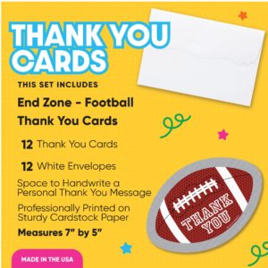 Big Dot of Happiness End Zone - Football - Shaped - Baby Shower or Birthday Party Thank You Note Cards with Envelopes - Set of 12