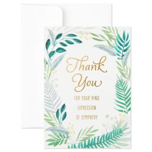 hallmark pack of 20 thank you for your sympathy cards, gold foil greenery (funeral thank you cards)