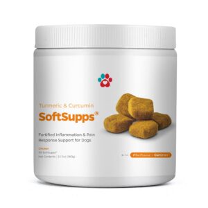 pet parents® turmeric & curcumin softsupps® joint support supplements for dogs w/boswellia serrata extract, coconut oil for dogs, & hemp oil for dogs - dog joint pain relief, dog joint support, 90ct