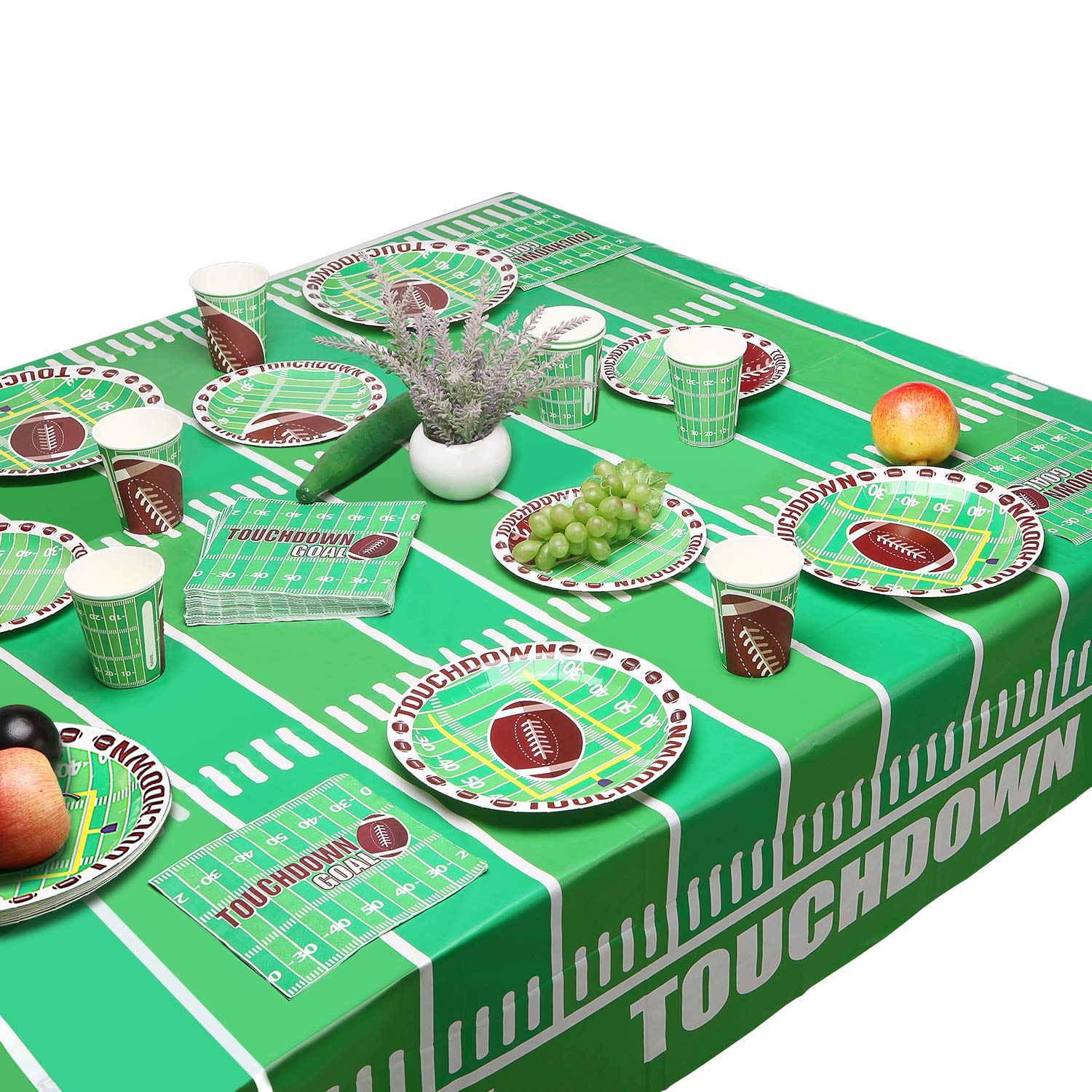 Gatherfun Football Theme Party Disposable Tablecloth Plastic Touchdown Table Cover for Birthday Party Football Party Games Decoration 54 X 108Inch 3 Pack