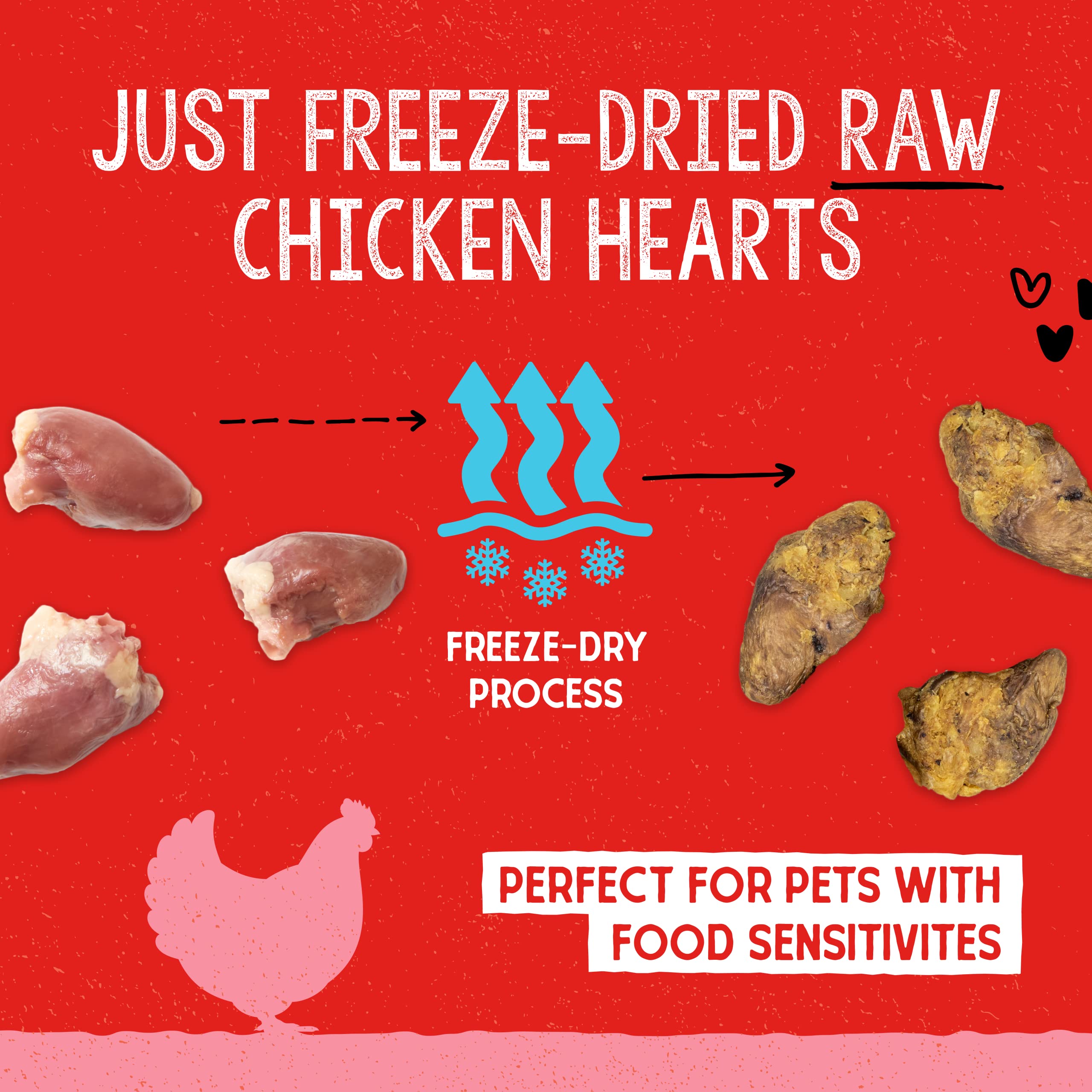 Stella & Chewy's Freeze-Dried Raw Single Ingredient Chicken Hearts Dog Treats, 11.5 oz. Bag