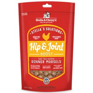 stella & chewy's stella's solutions hip & joint boost cage-free chicken dinner morsels freeze-dried raw dog food, 13 oz.