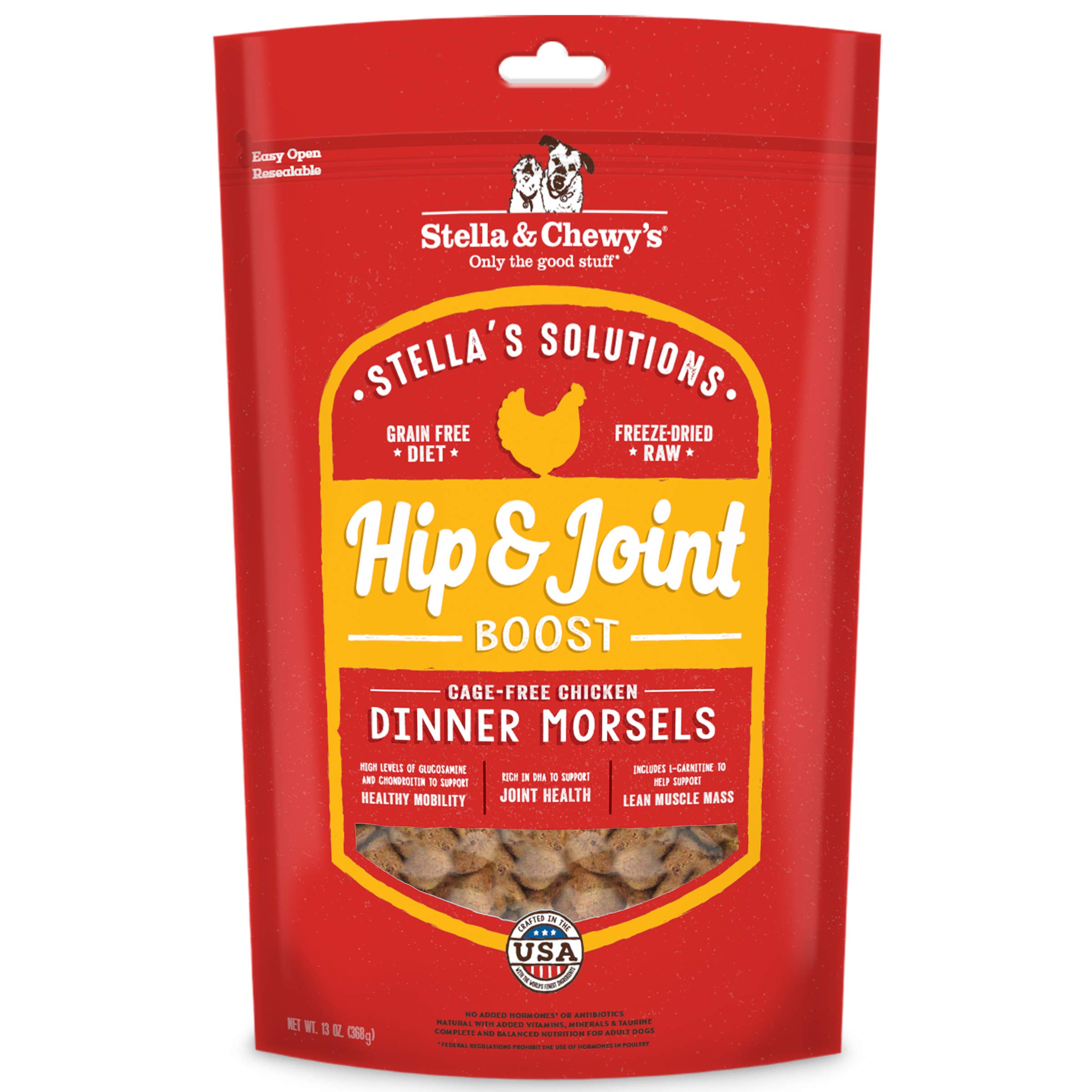 Stella & Chewy's Stella's Solutions Hip & Joint Boost Cage-Free Chicken Dinner Morsels Freeze-Dried Raw Dog Food, 13 oz.