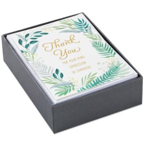 Hallmark Pack of 20 Thank You for Your Sympathy Cards, Gold Foil Greenery (Funeral Thank You Cards)