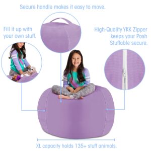 Posh Stuffable Kids Stuffed Animal Storage Bean Bag Chair Cover - Childrens Toy Organizer, X-Large 48" - Heather Lavender