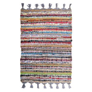 100% Cotton Rag Rug 2x3' Washable Multicolor Chindi Rug - Hand Woven & Reversible for Living Room Kitchen Entryway Rug -Multi Color, Farmhouse Rug.