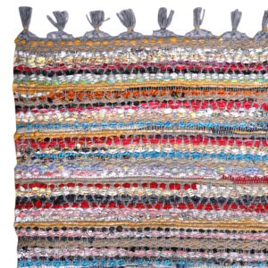 100% Cotton Rag Rug 2x3' Washable Multicolor Chindi Rug - Hand Woven & Reversible for Living Room Kitchen Entryway Rug -Multi Color, Farmhouse Rug.