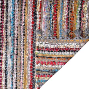 100% Cotton Rag Rug 2x3' Washable Multicolor Chindi Rug - Hand Woven & Reversible for Living Room Kitchen Entryway Rug -Multi Color, Farmhouse Rug.