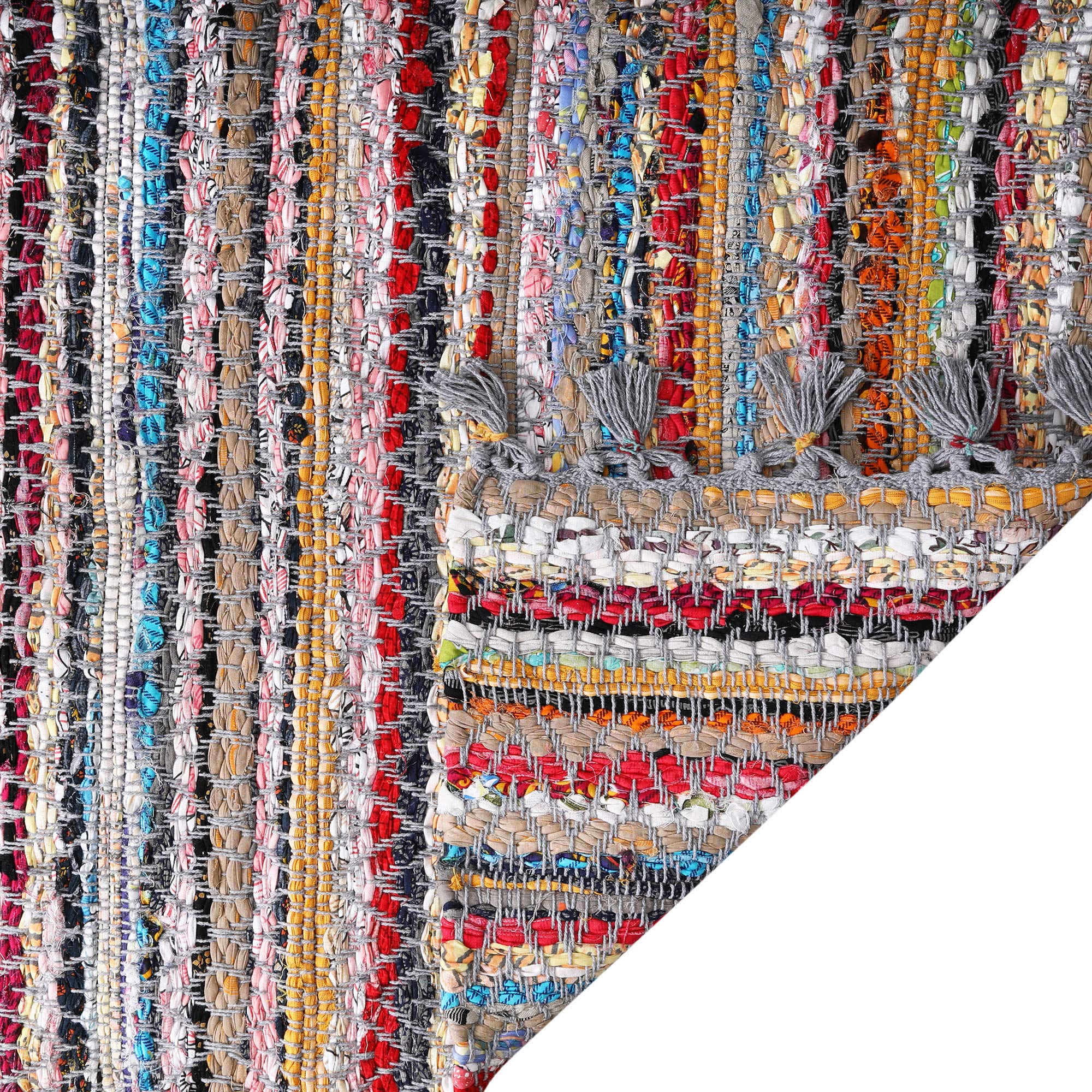 100% Cotton Rag Rug 2x3' Washable Multicolor Chindi Rug - Hand Woven & Reversible for Living Room Kitchen Entryway Rug -Multi Color, Farmhouse Rug.