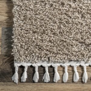 nuLOOM Neva Modern Tasseled Shag Area Rug, 4x6, Beige