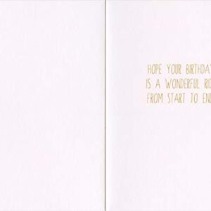 Pictura Yellow Competitive Bicycler Sara Miller Birthday Card for Him/Man