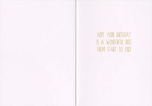 Pictura Yellow Competitive Bicycler Sara Miller Birthday Card for Him/Man