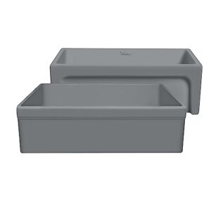 whitehaus collection whq5530-m-cement glencove kitchen, fireclay, front apron sink, matte cement