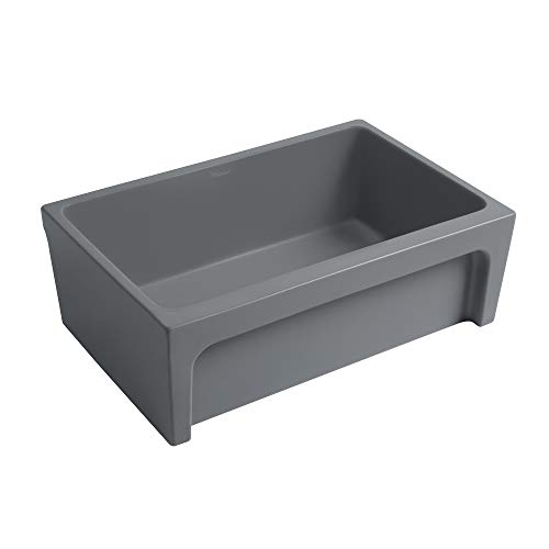 Whitehaus Collection WHQ5530-M-CEMENT Glencove Kitchen, Fireclay, Front Apron Sink, Matte Cement