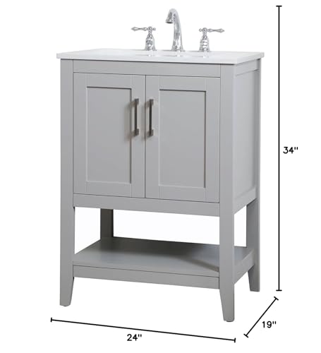 Elegant Kitchen and Bath 24 inch Single Bathroom Vanity Cabinet - Grey