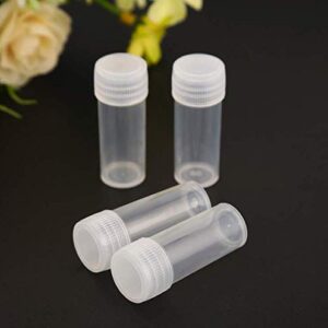 LASSUM 50 Pcs Plastic Sample Bottles Mini Clear Storage Case with Lid, 5ML Small Bottle Vial Storage