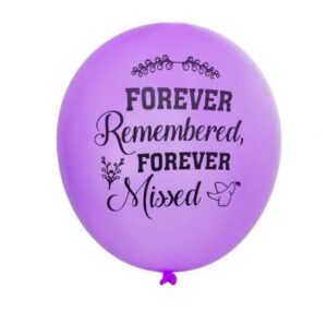 25 memorial latex balloons to celebrate life, bereavement, condolences, funeral, anniversary, memorial services, memory table, ash scatterings (purple-forever)