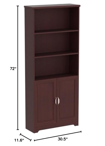 Realspace® Magellan 72"H 5-Shelf Bookcase With Doors, Classic Cherry