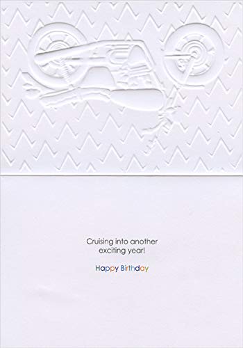 Pictura Blue Foil Motorcycle Bright and Colorful 'Jane' Birthday Card