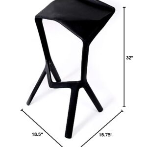 VKF Renzel USA Corp. Miura Bar Stool, Black Polypropylene Designer bar stools, Designed by Konstantin Grcic