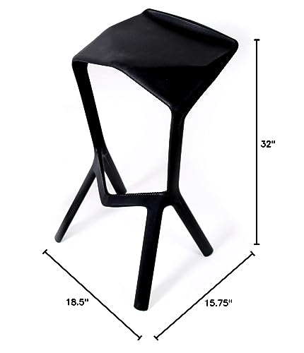 VKF Renzel USA Corp. Miura Bar Stool, Black Polypropylene Designer bar stools, Designed by Konstantin Grcic