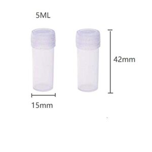 LASSUM 50 Pcs Plastic Sample Bottles Mini Clear Storage Case with Lid, 5ML Small Bottle Vial Storage