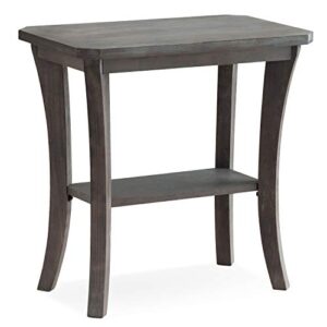 leick home 10305-rg rustic wire brushed driftwood narrow side table with shelf, rustic gray