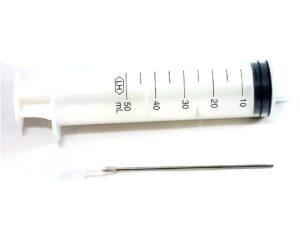 syringe needle combo: 1 x 50ml super size syringe + 1 x 80mm extra long blunt needle for ink cartridge refill cis ciss