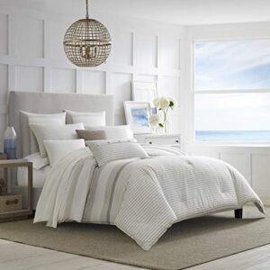 nautica duvet cover set cotton reversible bedding with matching shams, stylish home decor for all seasons, king, beige