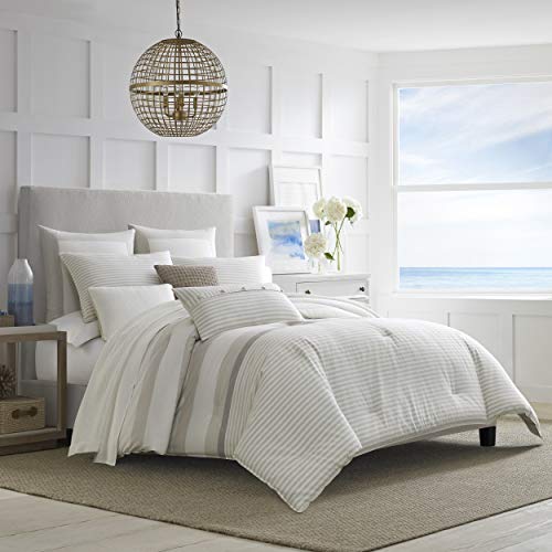 Nautica Duvet Cover Set Cotton Reversible Bedding with Matching Shams, Stylish Home Decor for All Seasons, King, Beige