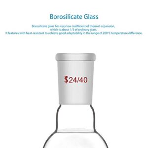 StonyLab Glass 50ml Short Neck Round Bottom Flask, Borosilicate Glass Single Neck Heavy Wall Flask RBF with 24/40 Standard Taper Outer Joint - 50ml