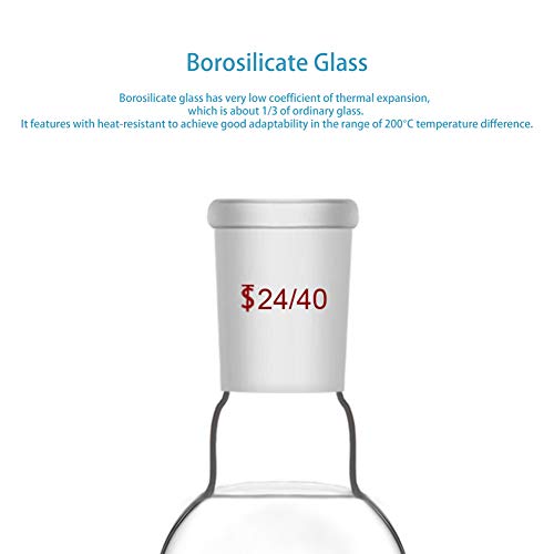 StonyLab Glass 50ml Short Neck Round Bottom Flask, Borosilicate Glass Single Neck Heavy Wall Flask RBF with 24/40 Standard Taper Outer Joint - 50ml