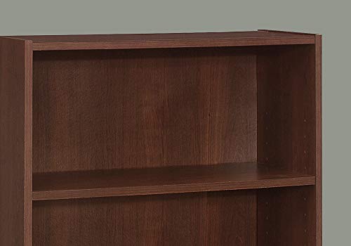 Monarch Specialties I BOOKCASE-36 H/Cherry with 3 Shelves Bookcase, Red