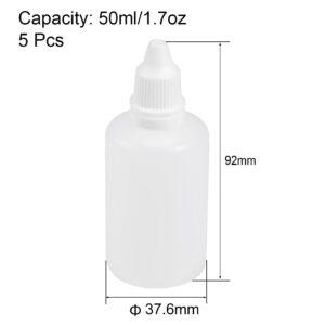 uxcell Plastic Dropper Bottle, 50ml/1.7oz Small Mouth Drop Bottles Empty Squeezable Liquid Dropper Bottle 5pcs