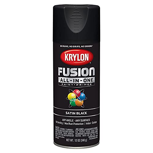 Krylon 6-Pack of 12 oz K02732007 Black Fusion All-In-One Paint & Primer Spray Paint, Satin