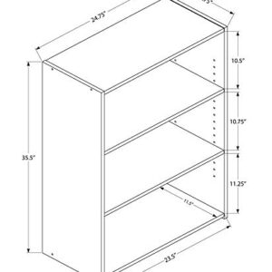 Monarch Specialties I BOOKCASE-36 H/Cherry with 3 Shelves Bookcase, Red