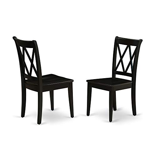 East West Furniture WECL7-BLK-W 7 Piece Kitchen Table & Chairs Set Consist of a Rectangle Dining Room Table with Butterfly Leaf and 6 Dining Chairs, 42x60 Inch, Black