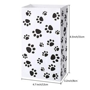 36 Pack Dog Paw Print Gift Paper Bags Dog Paw Print Treat Bags, Paw Print Gift Bags Dog Party Favors Paw Print Goodie Bags Dog Gift Bags Cat Treat Bags for Puppy Pet Treat Party Favor(White Black)