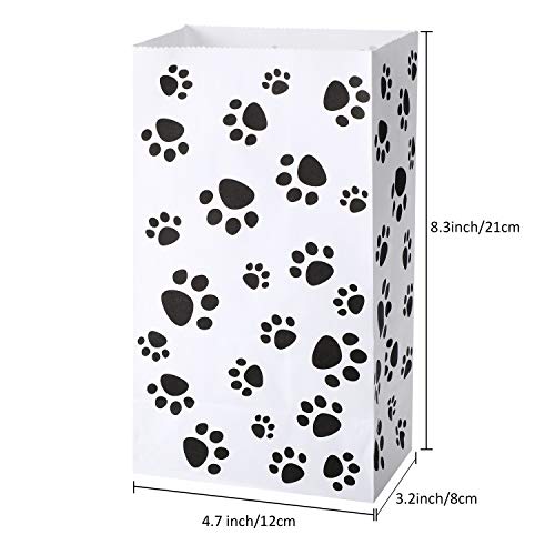 36 Pack Dog Paw Print Gift Paper Bags Dog Paw Print Treat Bags, Paw Print Gift Bags Dog Party Favors Paw Print Goodie Bags Dog Gift Bags Cat Treat Bags for Puppy Pet Treat Party Favor(White Black)