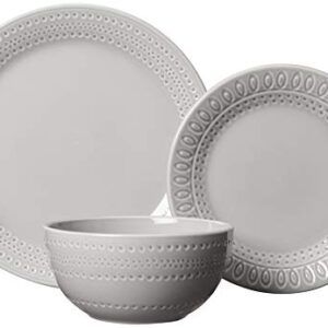 Kate Spade New York Willow Drive8482 12-Piece Dinnerware Set, 17.75 LB, Taupe/Grey