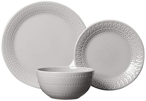 Kate Spade New York Willow Drive8482 12-Piece Dinnerware Set, 17.75 LB, Taupe/Grey