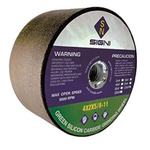 SIGNI 4 Inch Green Grinding Stone with 5/8-11 Thread (1 Pack, 4X2X5/8-11,120 Grit)