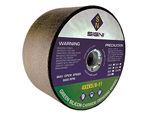 SIGNI 4 Inch Green Grinding Stone with 5/8-11 Thread (1 Pack, 4X2X5/8-11,120 Grit)