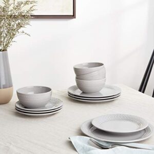 Kate Spade New York Willow Drive8482 12-Piece Dinnerware Set, 17.75 LB, Taupe/Grey