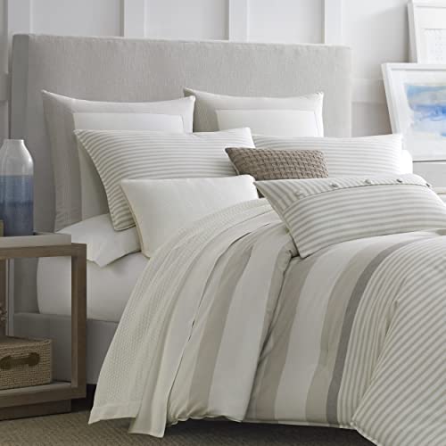 Nautica Duvet Cover Set Cotton Reversible Bedding with Matching Shams, Stylish Home Decor for All Seasons, King, Beige