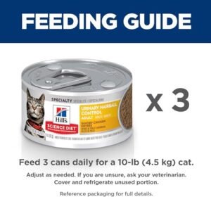 Hill's Science Diet Urinary Hariball Control, Adult 1-6, Urinary Track Health & Hairball Control Support, Wet Cat Food, Chicken Minced, 2.9 oz Can, Case of 12