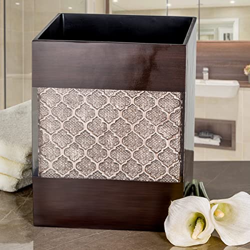 Creative Scents Dahlia Brown Bathroom Trash Can - Small Waste Basket for Bathroom - Durable Space Friendly Waste Bin - Decorative Bathroom Wastebasket for Modern Bathroom, Bedroom Decor