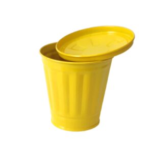 AITING Mini Trash can & Iron Garbage can Pencil Cup Holder 2pcs (Yellow)