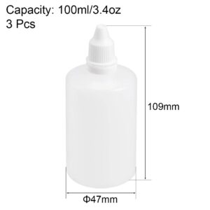 uxcell Plastic Dropper Bottle, 100ml/3.4oz Small Mouth Drop Bottles Empty Squeezable Liquid Dropper Bottle 3pcs